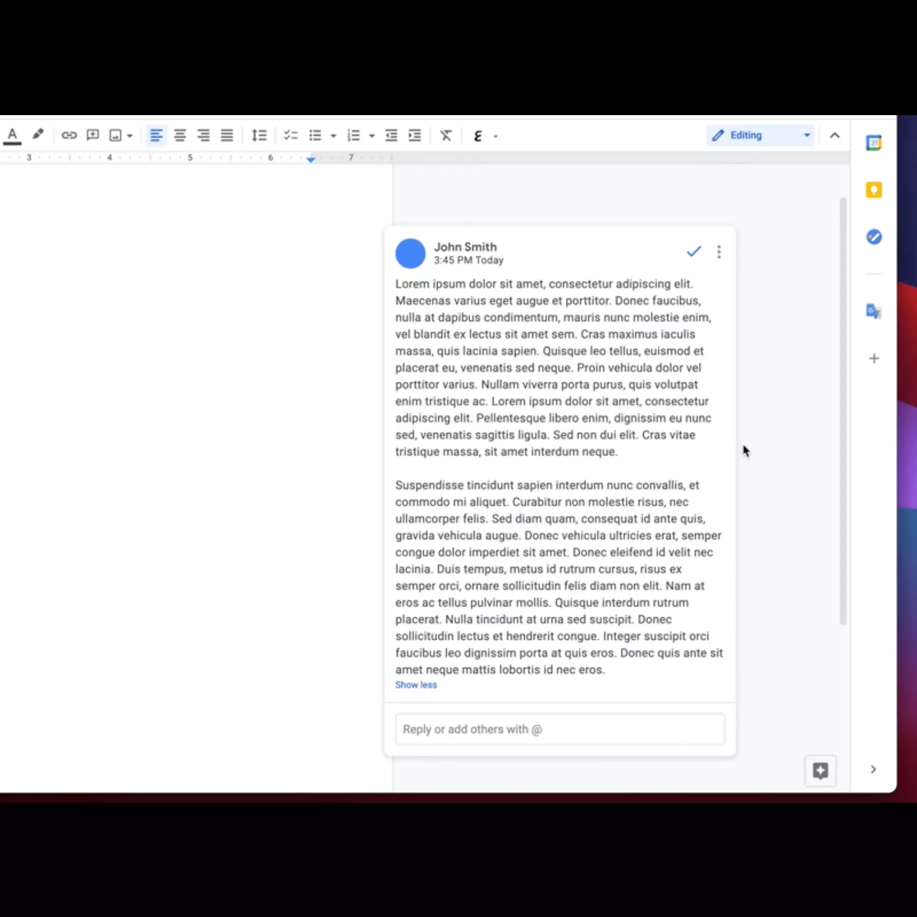 Google Docs komentar sudhut