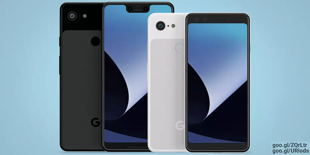 Google Pixel 3 ak Pixel 3 XL montre nan nouvo mockups ak rann detaye 3D 26712_1