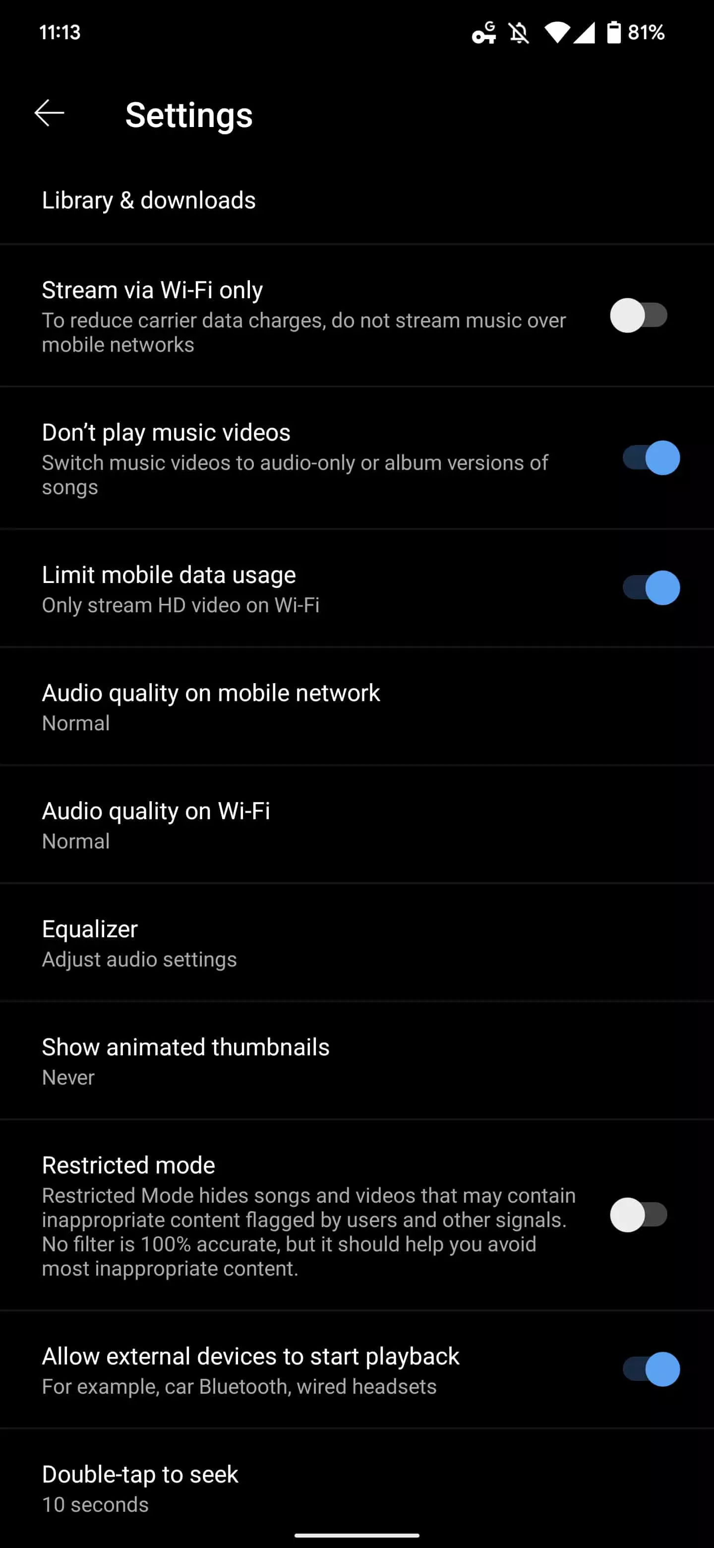 Android için YouTube Müzik, tabletlerdeki ayarları temizler 2757_6