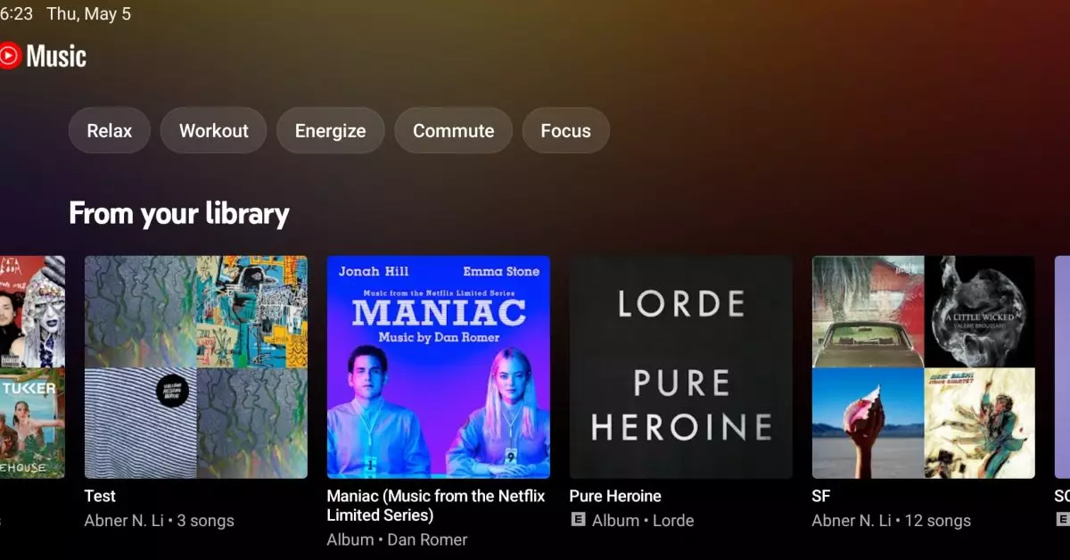 YouTube Music afegeix un toc de color de fons al mòbil