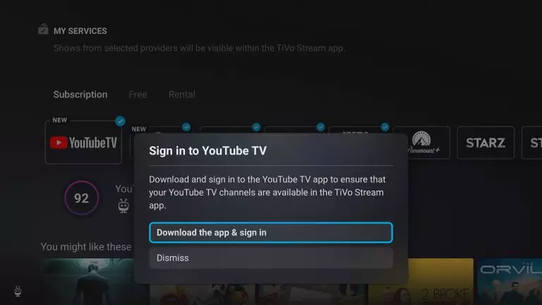 YouTube 電視 TiVo 流