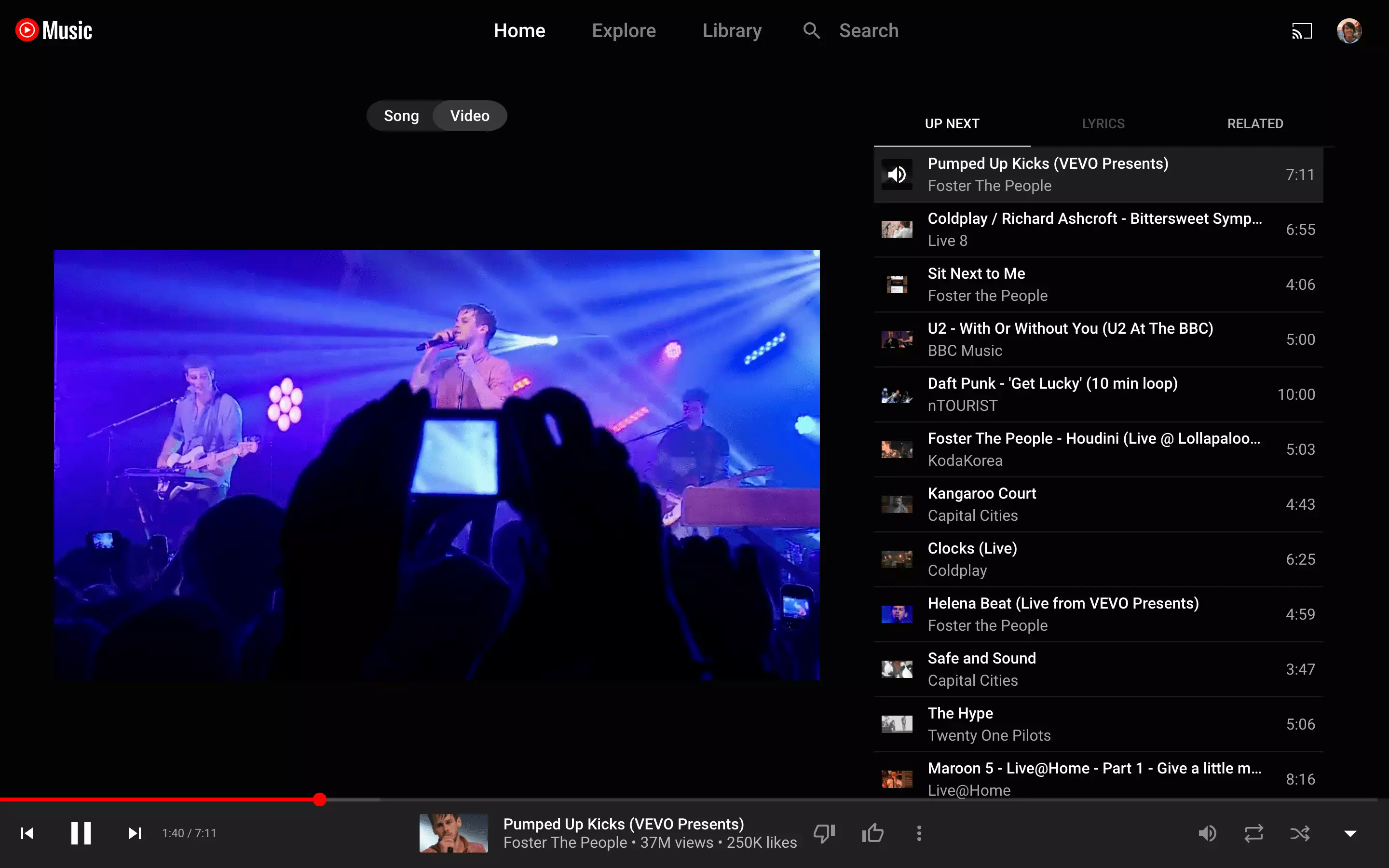 YouTube Music switcher