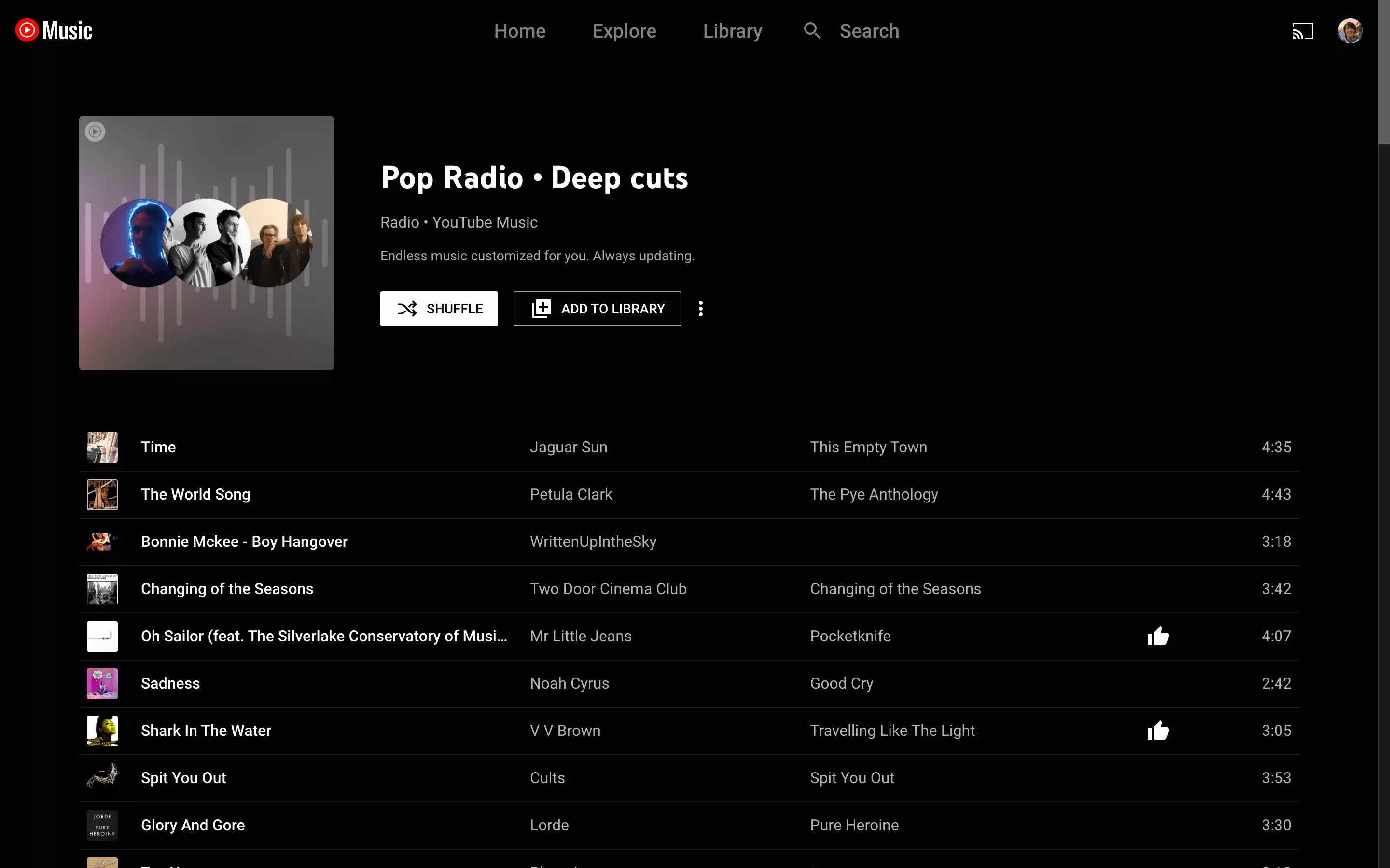 YouTube Music Recommended radios