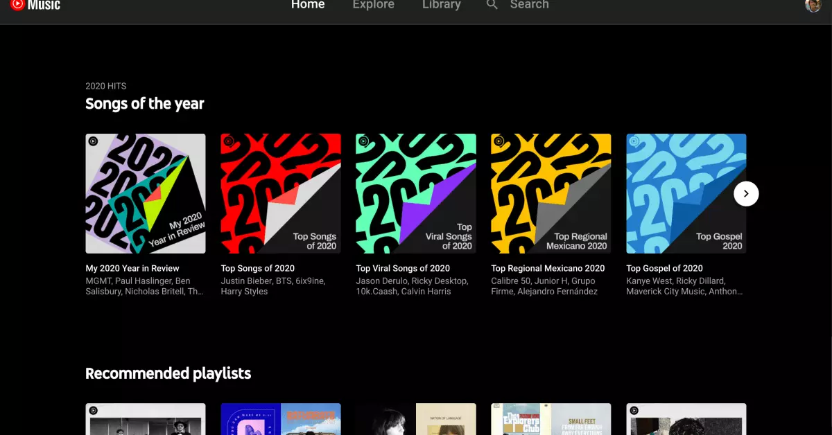 YouTube Music ngaluncurkeun daptar puter '2020 Year in Review'