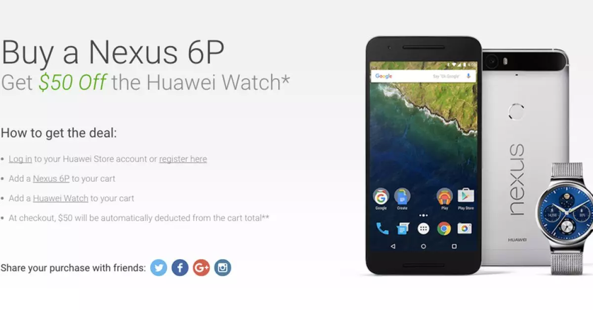 Người mua Nexus 6P được giảm giá $ 50 khi mua Huawei Watch