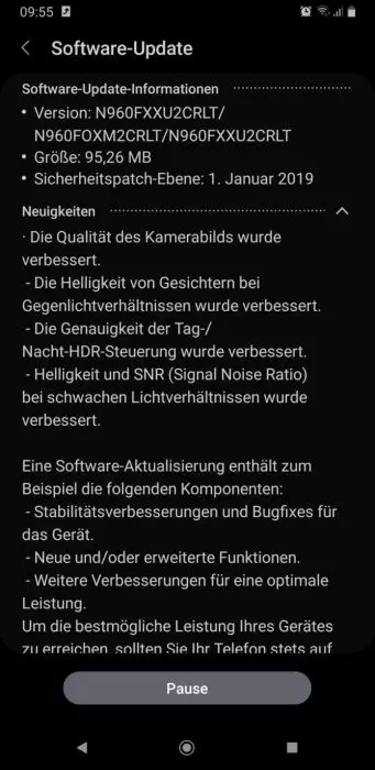 Android Pie OTA ruller nu ud til nogle Samsung Galaxy Note 9-brugere i Europa 32939_3