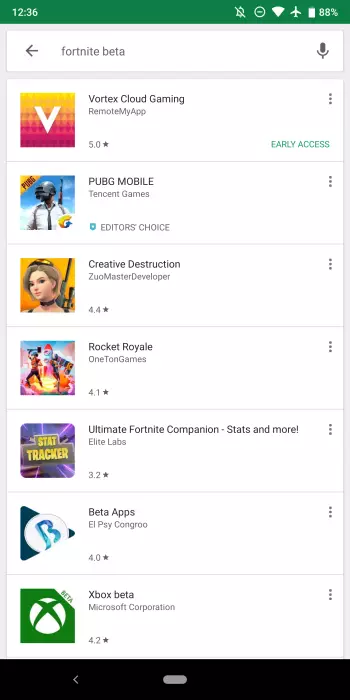 Google Play tau lees paub tias Fortnite tsis nyob hauv Play Store 32951_4