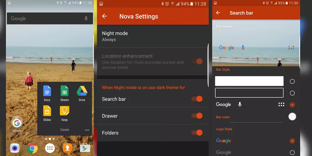 Beta Launcher Nova terkini memperkenalkan 'Mod Malam', lebih banyak pilihan bar carian 34592_1