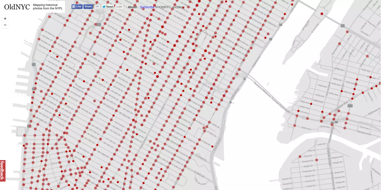 Proyek OldNYC njupuk foto sajarah NYC lan overlay menyang Google Maps 37128_1