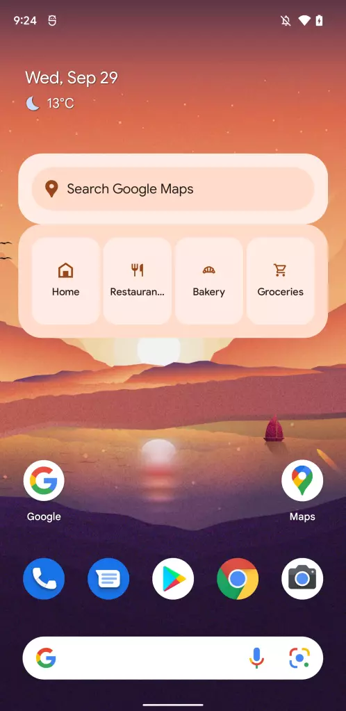 Widget layar ngarep Google Maps ing Android