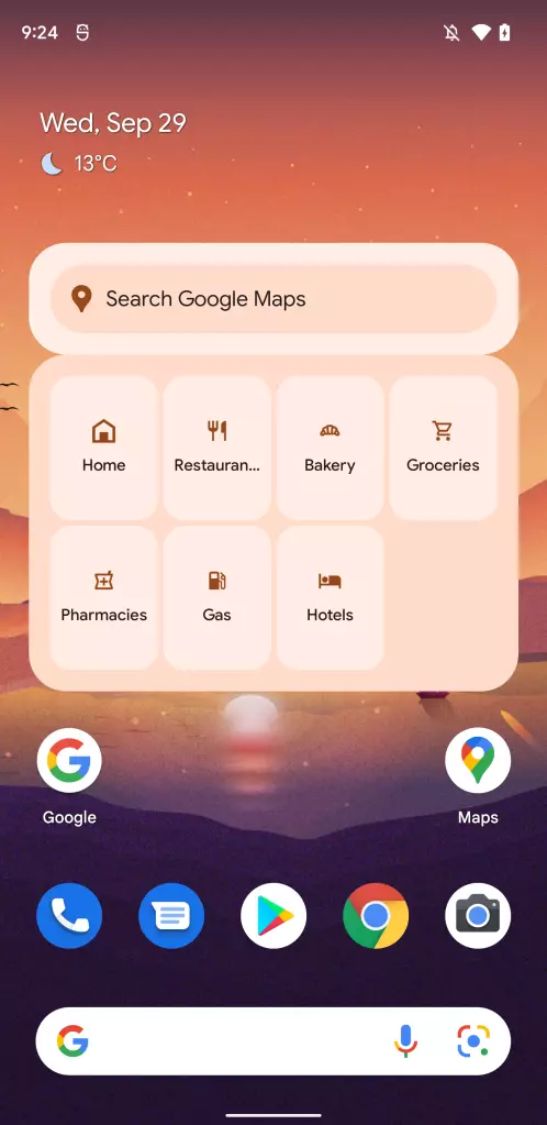 Google Maps nyiapake widget layar ngarep kanthi warna dinamis 3930_3