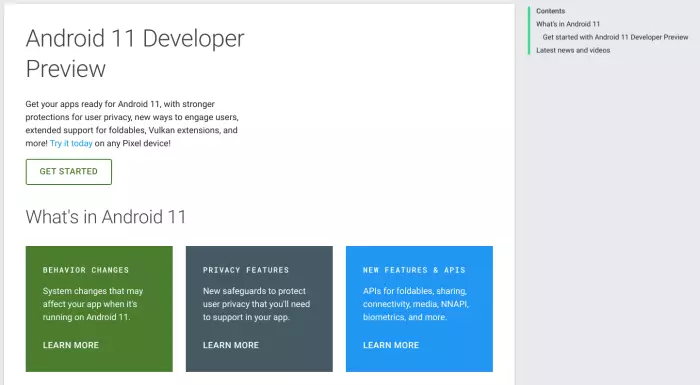 Il sito Web di anteprima per sviluppatori di Android 11 diventa attivo 42952_2