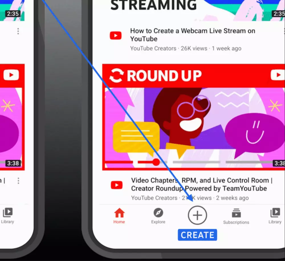 [Atualização: Lançado] YouTube para Android, iOS adiciona grande botão 'criar' à barra inferior 44371_5