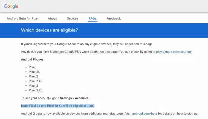 Pixel 3a Android Q Beta