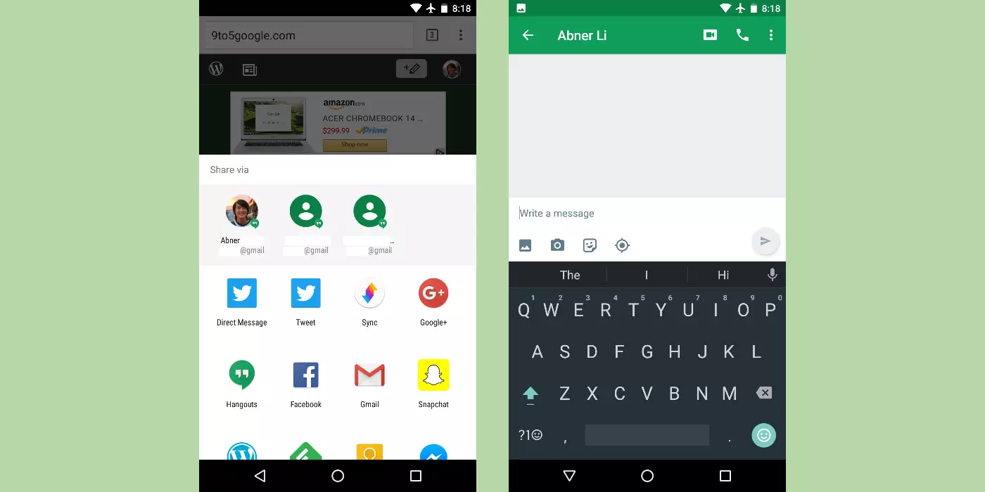 Hangouts 10.0 dành cho Android hỗ trợ thêm tính năng Chia sẻ trực tiếp trên Marshmallow trở lên 45739_1