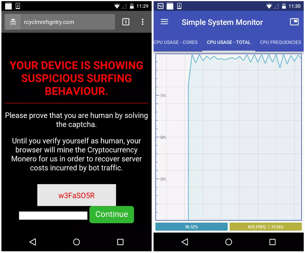 Raporto: Milionoj da Android-uzantoj havis sian telefonon kaperita por kripta monero-minado 46795_2