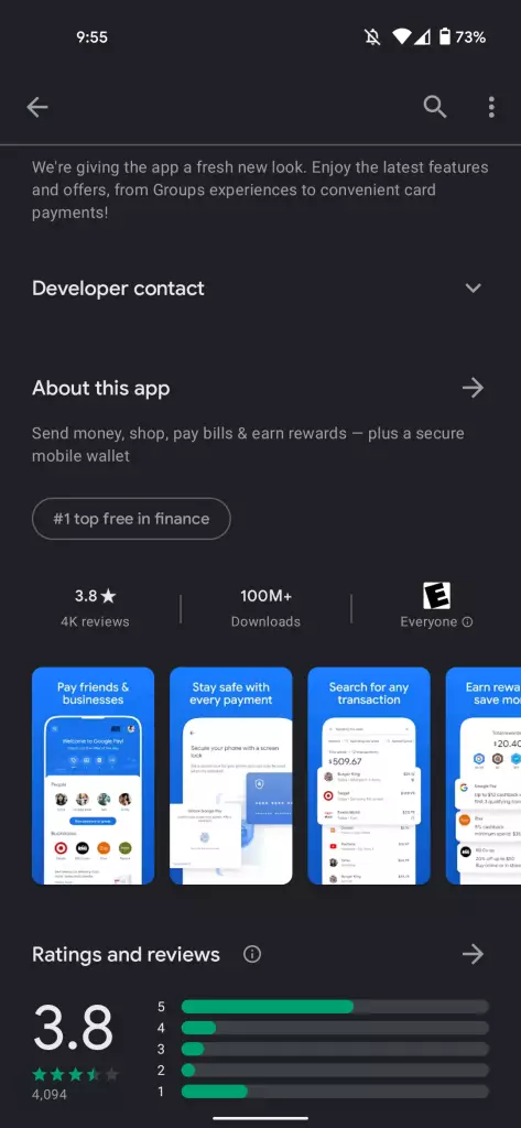మీరు Android Play Store నుండి కొత్త Google Payని సమీక్షించలేరు 4827_3