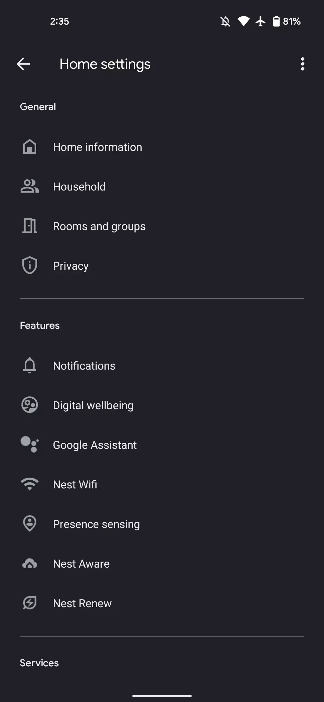 Mga setting sa Google Home Privacy