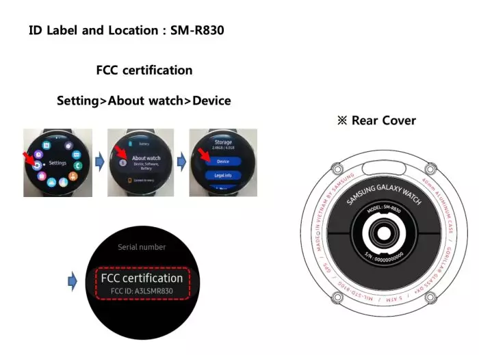 FCC nutekino „Samsung Galaxy Watch Active 2“ vaizdus 50835_2