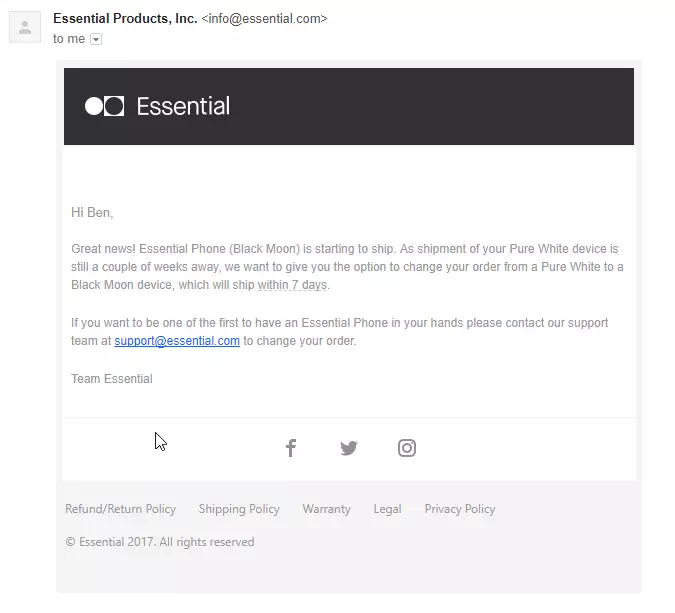 Пастаўка Essential Phone у 'Black Moon' пачнецца на працягу 7 дзён 6013_2