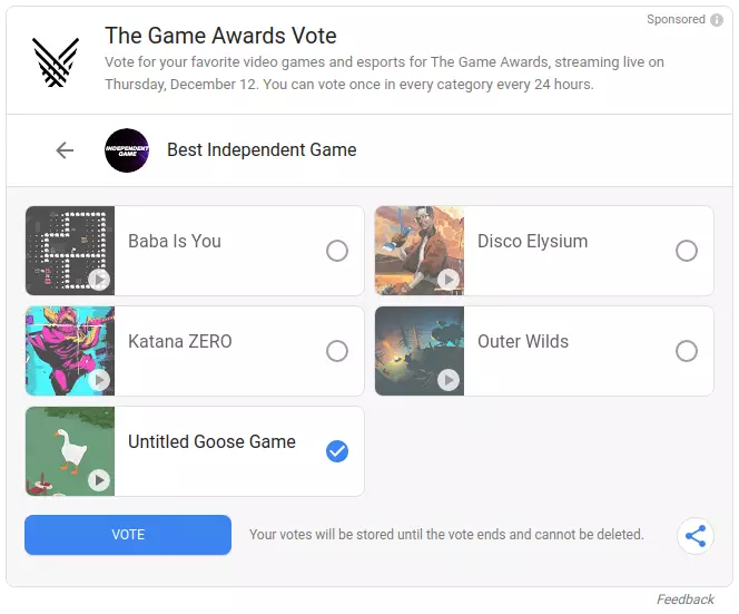 Google imagwirizana ndi 'The Game Awards' pakusaka kuvota 6525_3