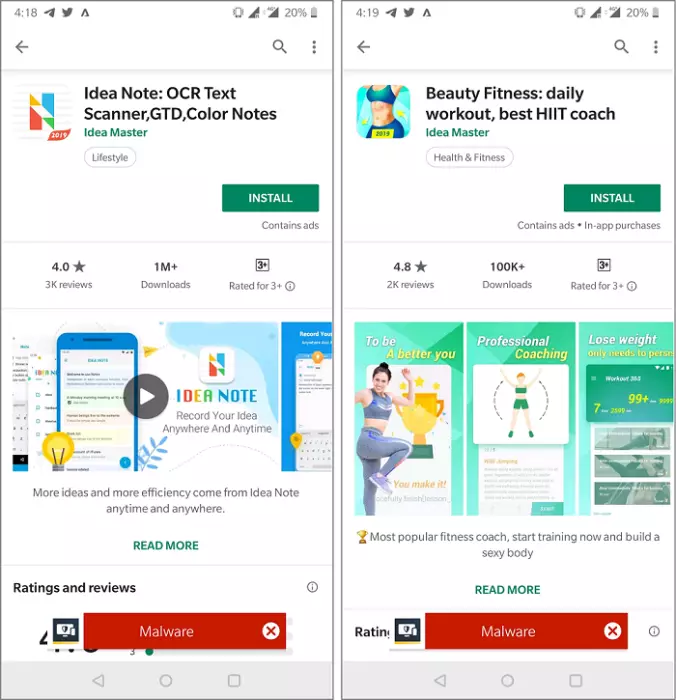 Play Store-ի հավելվածները 1,5 միլիոն տեղադրմամբ գործարկեցին թաքնված գովազդային ծրագրեր 65572_2