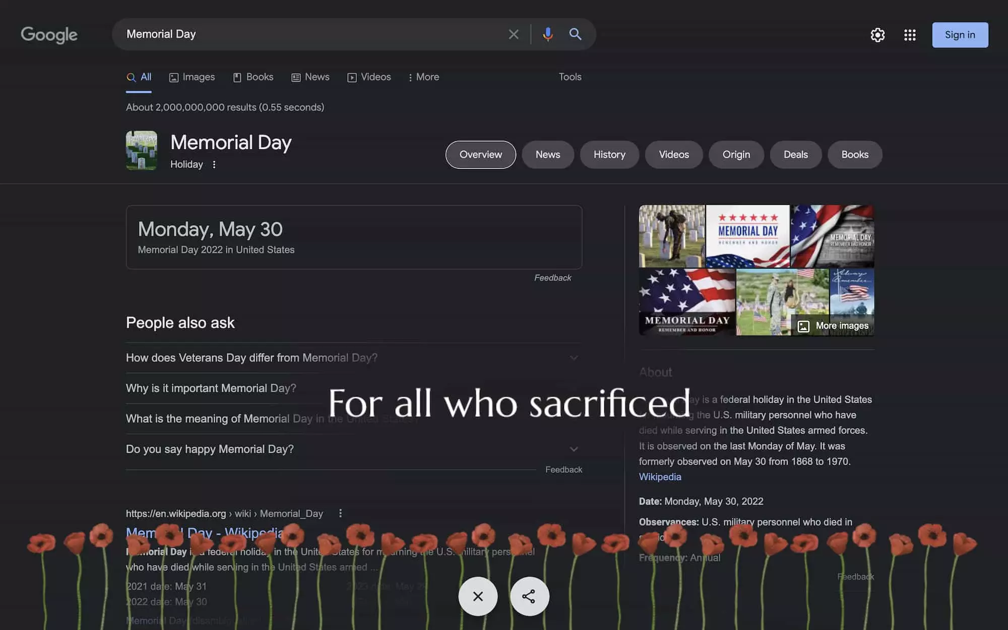 Google Memorial Day 2022