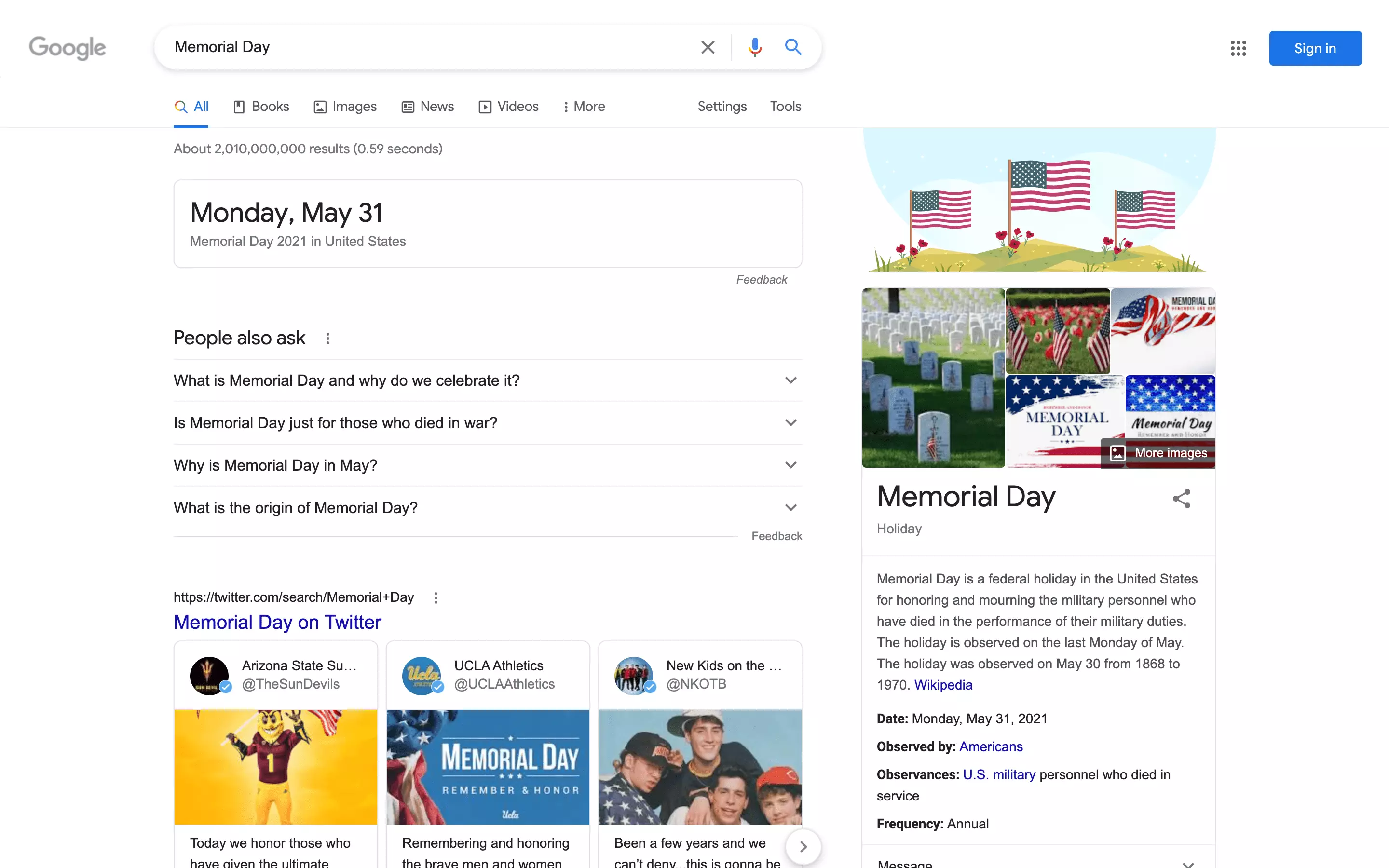Der Google Doodle Memorial Day spielt um 15:00 Uhr 