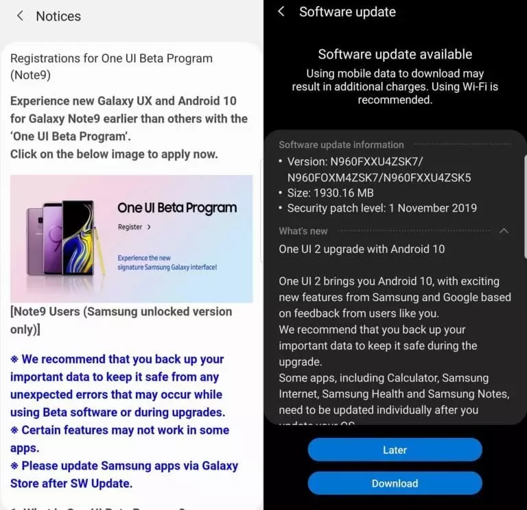 Galaxy S9 ndi Note 9 ipeza zosintha za Android 10 beta posachedwa 71423_2