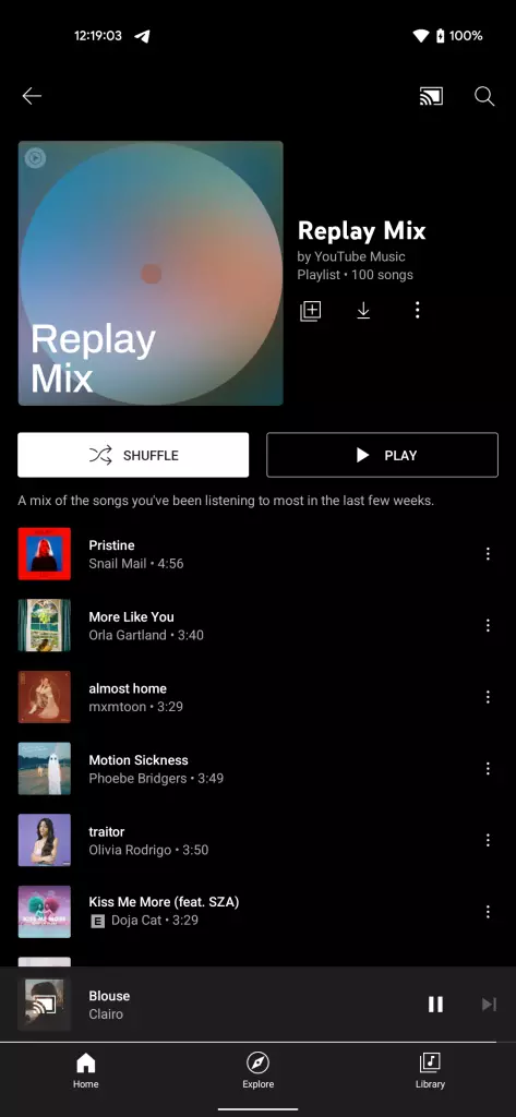 youtube muziek replay mix