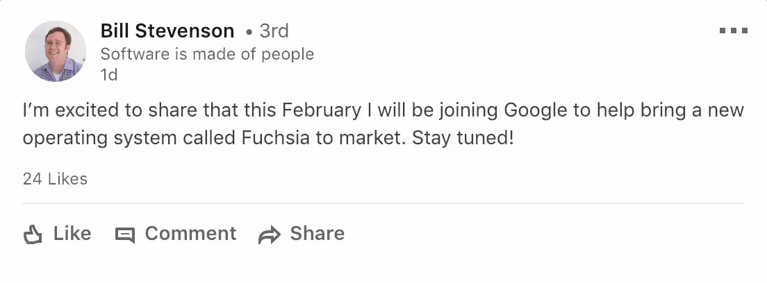 Google သည် Fuchsia ကိုစျေးကွက်သို့ယူဆောင်လာရန် 14 နှစ် Mac ဝါရင့်သမားကိုငှားရမ်းခဲ့သည်။ 8063_2