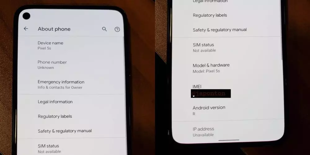 Google Pixel 5s Leak