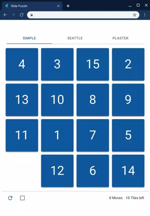 Flutter pentru web slide puzzle demonstrație