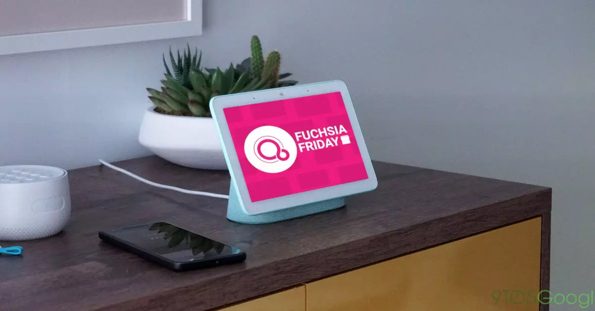 Google Nest Hub Bluetooth SIG w / 'Fuchsia 1.0'та күрсәтелә