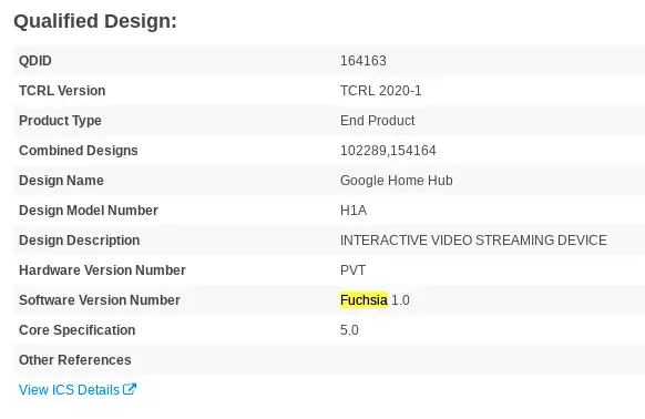 Google Nest Hub sa zobrazuje na Bluetooth SIG s „Fuchsiou 1.0“ 879_2