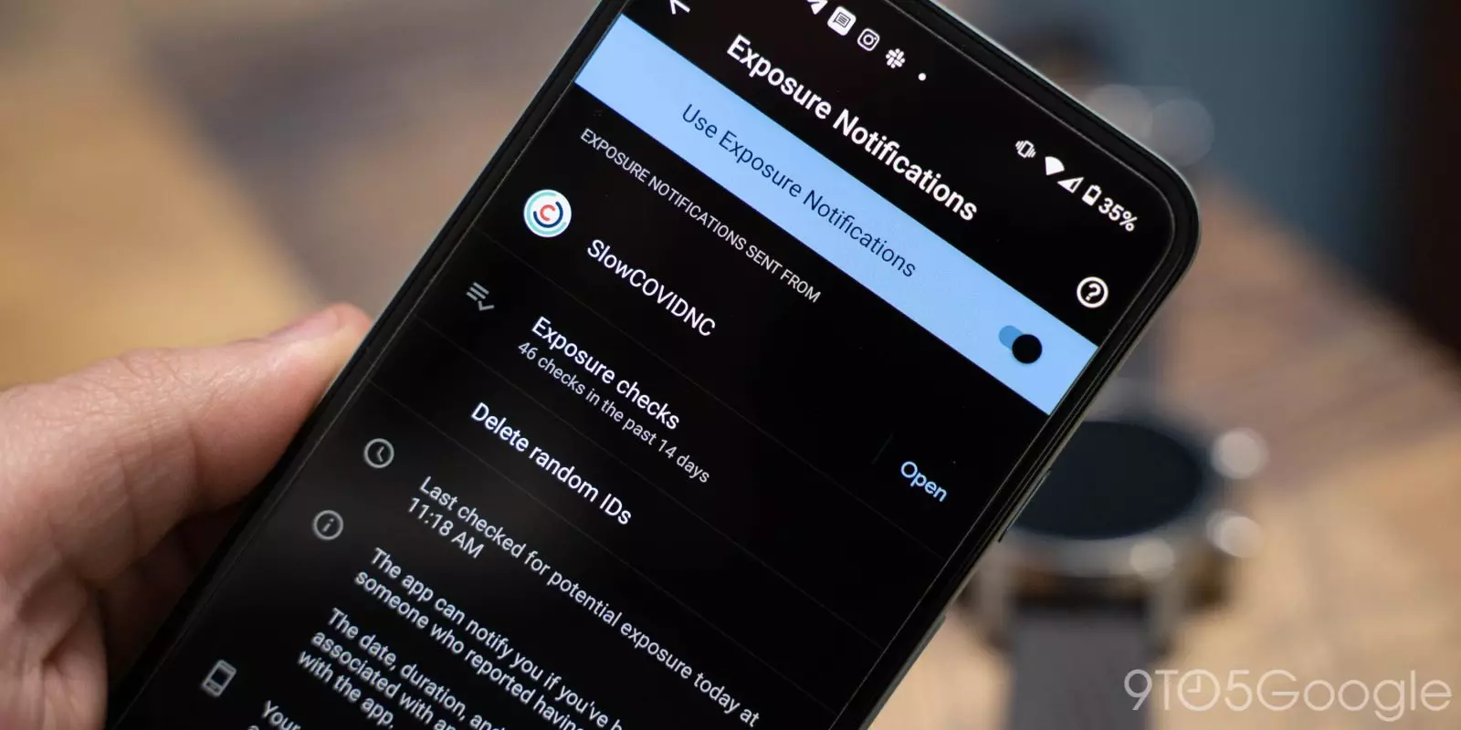 Google Play Services Exposure Notifications w/ Wear OS واچ پس منظر ۾